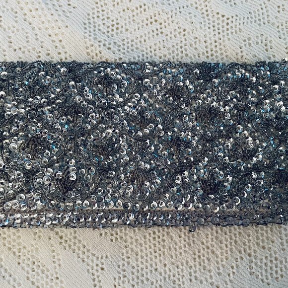 ADG | Bags | Vintage Midcentury Platinum Sequin Clutch Cocktail Bag ...